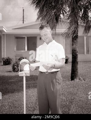 An old postal mailbox in black and white, Florida Stock Photo - Alamy