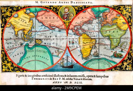 16th century Map of the World Hemispheres Stock Photo - Alamy