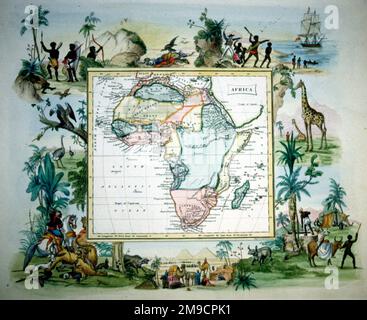 19th century map of Africa Copperplate engraving From the Encyclopaedia ...