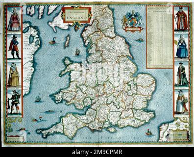 17th century Map of England and Wales Stock Photo - Alamy