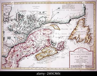 18th century Map of New France (Quebec), Canada and St Laurence ...