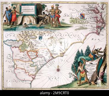 17th century Map of Virginia, America Stock Photo - Alamy