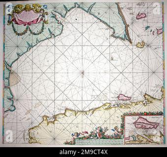17th century Map of the English Channel - Het Canaal tusschen Engeland ...