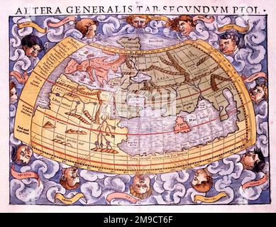 16th century Map of the World with heads of the Winds Stock Photo - Alamy