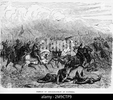 Charles Martel at the Battle of Tours or Poitiers, 10 October 732 Stock ...