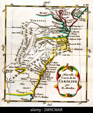 17th century Map of Carolina, America Stock Photo - Alamy