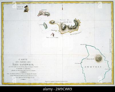 18th century Map of the Sandwich Islands as named by James Cook but now ...