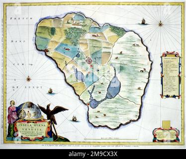 17th century Map of the Island of Hven, Denmark - Insula Hvaena sive ...