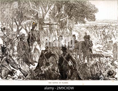 Battle of Plassey between the British East India Company and the French ...