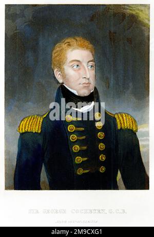 A historical portrait of Sir George Cockburn, a prominent British naval ...