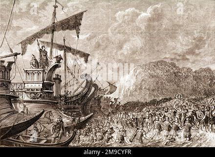 Caesar Landing in Britain. Julius Caesar carried Roman arms into wild ...