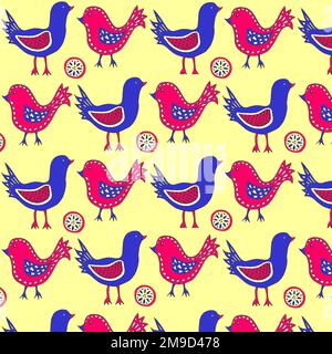Blue and red birds repeating pattern Stock Photo - Alamy