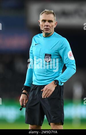 referee , Graham Scott, during the Emirates FA Cup Third Round Replay ...