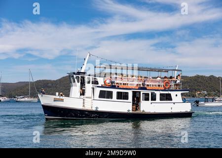 Palm Beach to Patonga boathouse group ferry, named Merinda 11, leaves ...