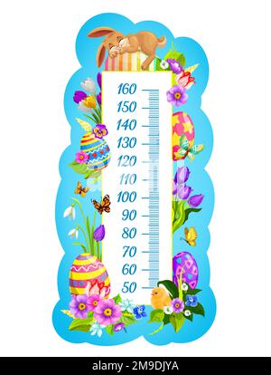 Kids height chart with cute bunny, children growth measuring. Meter ...