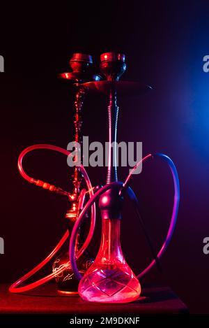 Modern hookah bowl with tobacco on grey table. Space for text Stock ...