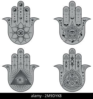 Hamsa symbol hand Fatima for protection from the evil eye. Graphic ...