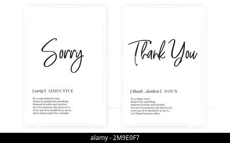 Sorry definition, vector. Minimalist modern poster design. Motivational ...