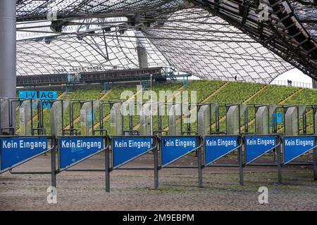 Exit gates Olympic Stadium, tent roof in the Olympic Park, Munich ...