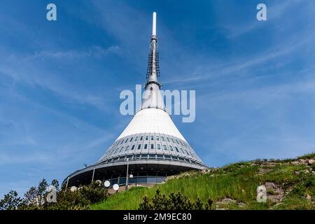 Jested TV tower, Highest mountain peak Jested, Czech Republic Stock ...