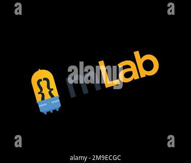 MLab, rotated logo, black background B Stock Photo - Alamy