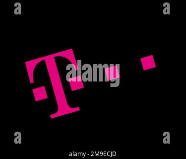 Makedonski Telekom, rotated logo, black background B Stock Photo - Alamy