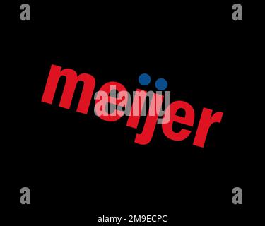 Meijer, rotated logo, black background Stock Photo - Alamy