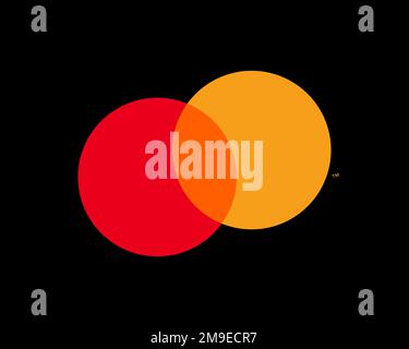 Mastercard, rotated, black background, logo, brand name Stock Photo - Alamy