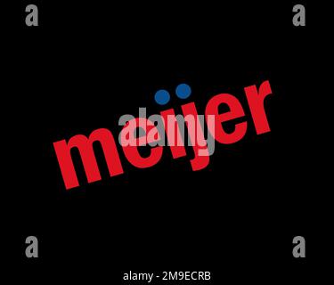 Meijer, rotated logo, black background B Stock Photo - Alamy