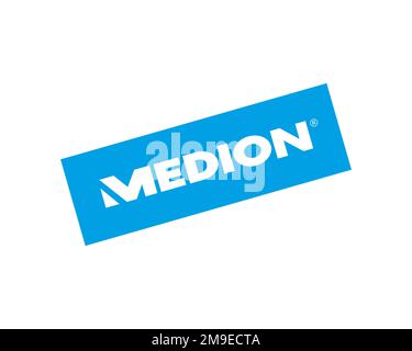 Medion, rotated logo, white background B Stock Photo - Alamy