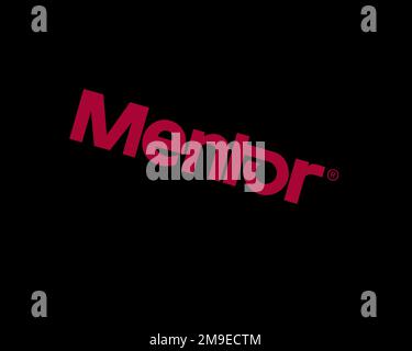 Mentor Graphics, rotated logo, black background Stock Photo - Alamy