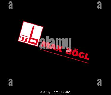 Max Boegl, rotated logo, black background Stock Photo - Alamy