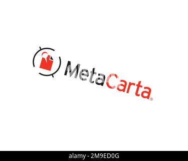 MetaCarta, rotated logo, white background Stock Photo - Alamy