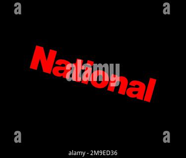 National brand, rotated logo, black background Stock Photo - Alamy