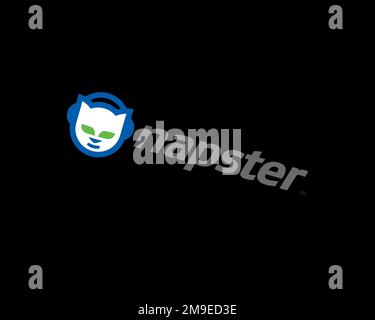 Napster, rotated logo, black background Stock Photo - Alamy