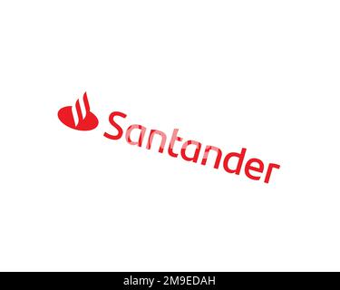 Santander Bank, rotated logo, white background Stock Photo - Alamy