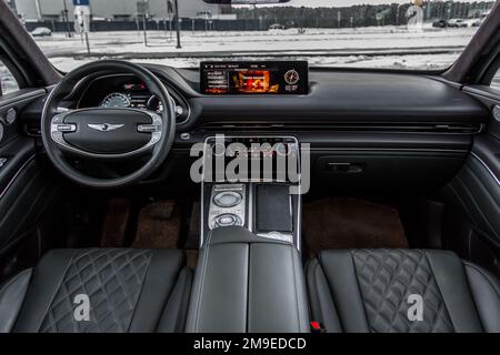 MOSCOW, RUSSIA - DECEMBER 04, 2021 Genesis GV80 (JX1), a modern SUV car ...