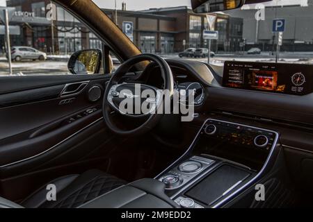 MOSCOW, RUSSIA - DECEMBER 04, 2021 Genesis GV80 (JX1), a modern SUV car ...