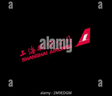 Shanghai Airline, rotated logo, black background B Stock Photo - Alamy