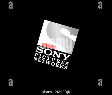 Sony Pictures Networks India, rotated logo, black background Stock ...