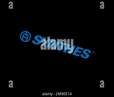 Synthes, rotated logo, black background Stock Photo - Alamy
