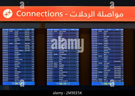 Display Board Flight Connections Departures Arabic, Dubai, UAE Stock ...