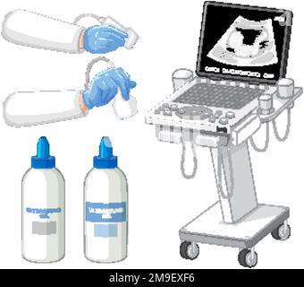 Set of medical instruments for pregnancy ultrasound illustration Stock ...