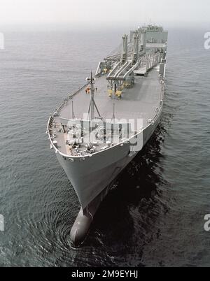 A bow-on view of the Military Sealift Command (MCS) vehicle transport ship USNS WATSON (T-AKR ...