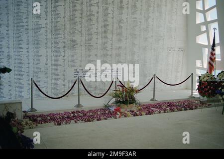 USS Arizona Memorial inside names. Names of Sailors and Marines killed ...