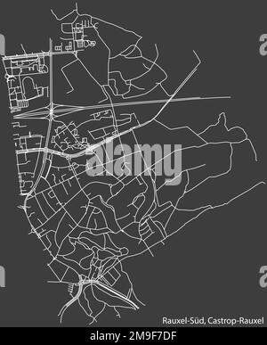 Street roads map of the RAUXEL SÜD DISTRICT, CASTROP-RAUXEL Stock ...