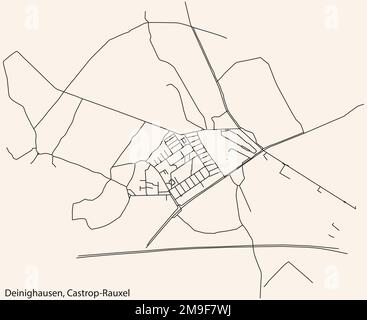 Street roads map of the DEININGHAUSEN DISTRICT, CASTROP-RAUXEL Stock ...