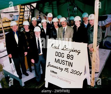 KEEL LAYING. Participants in the keel laying ceremony for the Arleigh ...