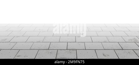 Vanishing perspective concrete block pavement vector background with texture. Tile floor surface ...