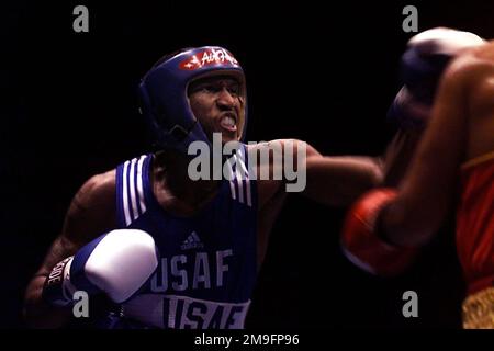 US Air Force boxer Kevin Legget (Right) and US Marine Corps boxer Mike ...